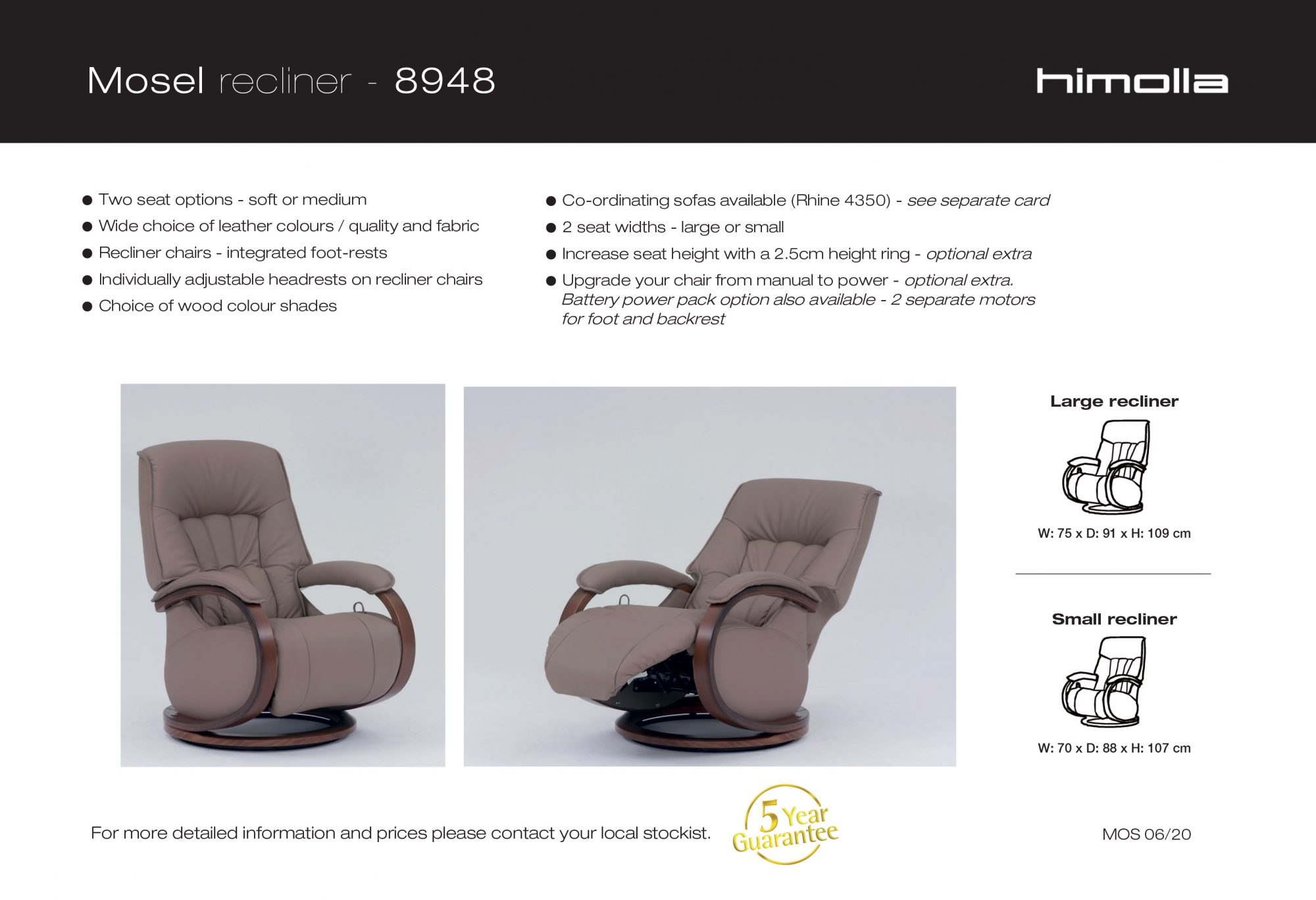 Mosel Maxi Electric Recliner (8948-28Z) by Himolla - Belgica Furniture