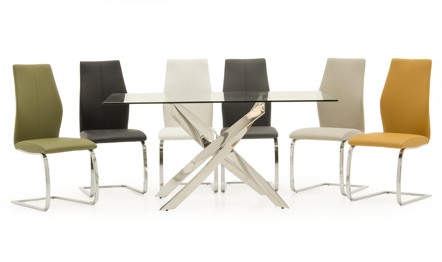 Elis Dining Chair (Taupe & Chrome) - Belgica Furniture