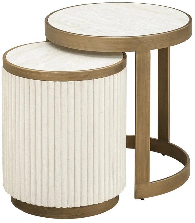 Tivoli Brass Nest of Side Tables by Richmond Interiors - Belgica Furniture