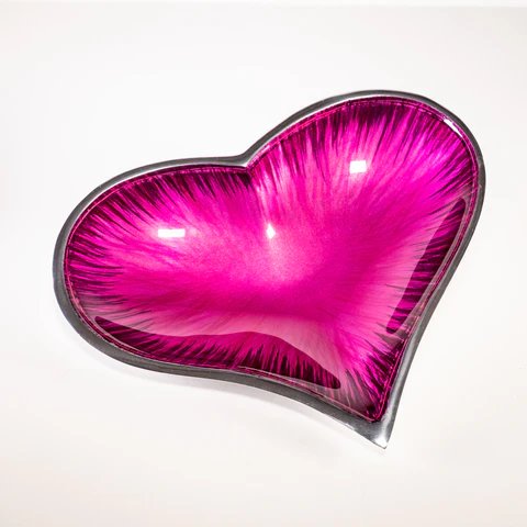 Brushed Pink Heart Dish Large 25cm - Belgica Furniture