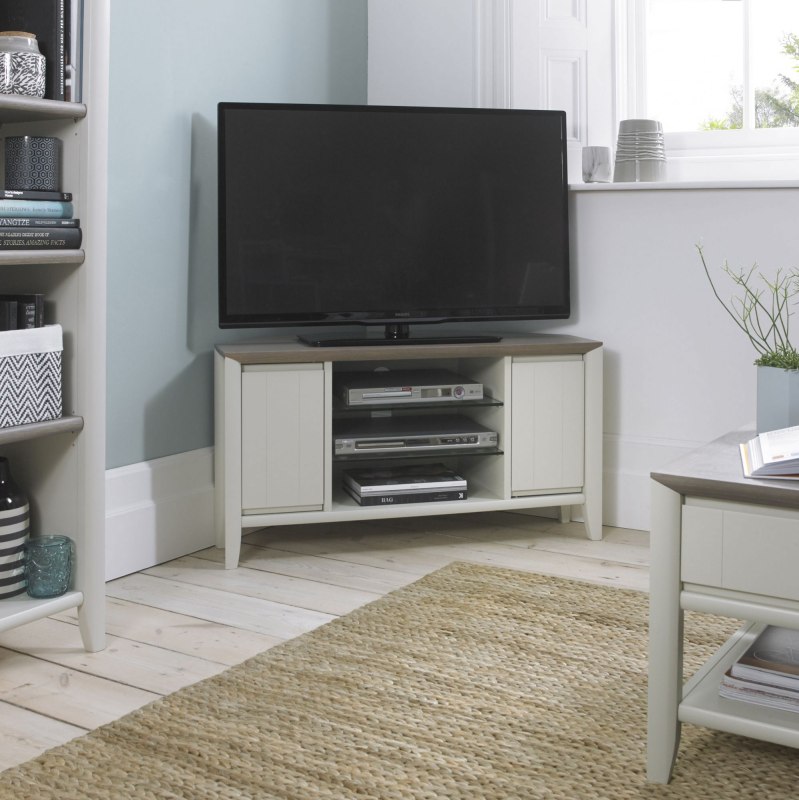 Bergen Grey Washed Oak Corner TV Unit Belgica Furniture